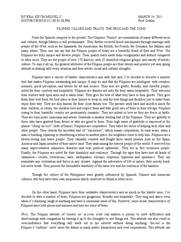 Filipino Traits | PDF | Philippines | Complement System