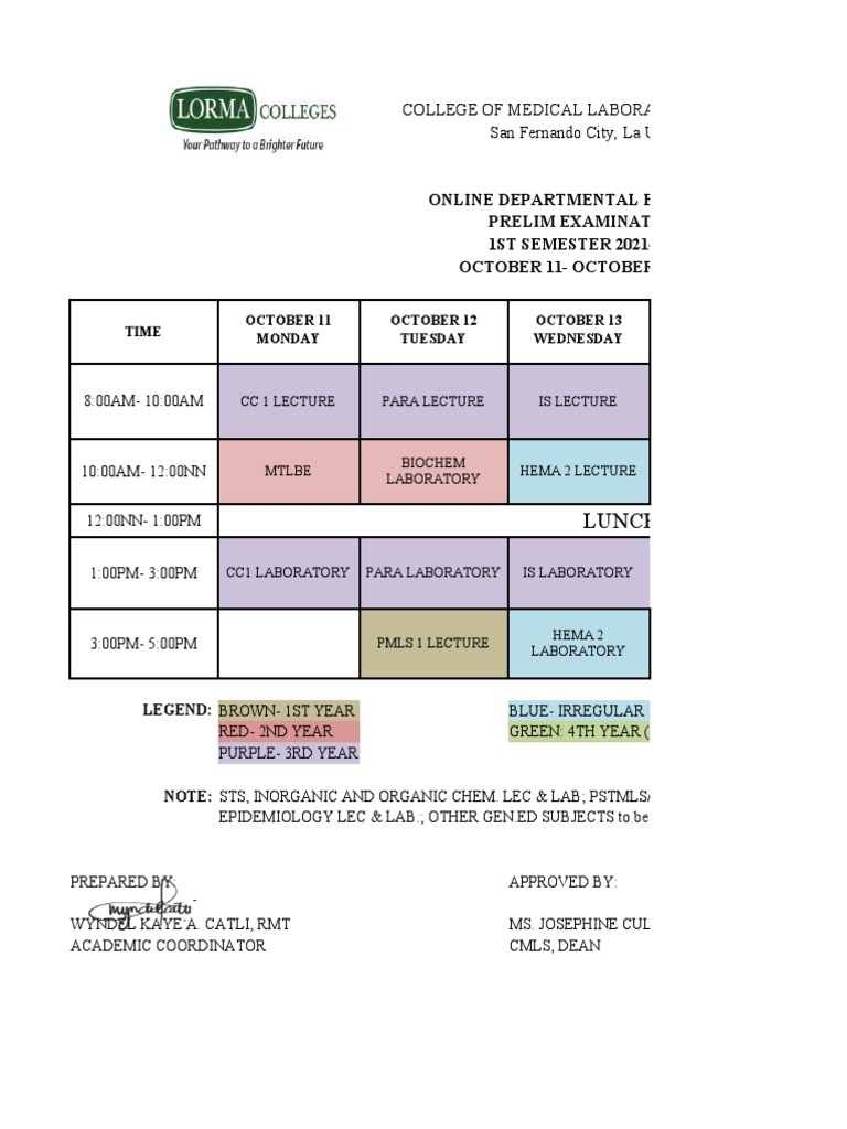 Prelim Exam Schedule 1st Sem 2021 2022 | PDF | Academia