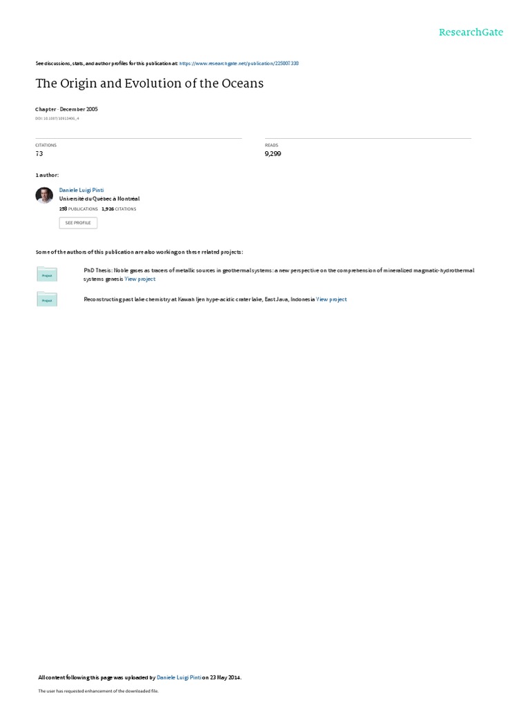 The Origin and Evolution of The Oceans | PDF | Formation And Evolution ...