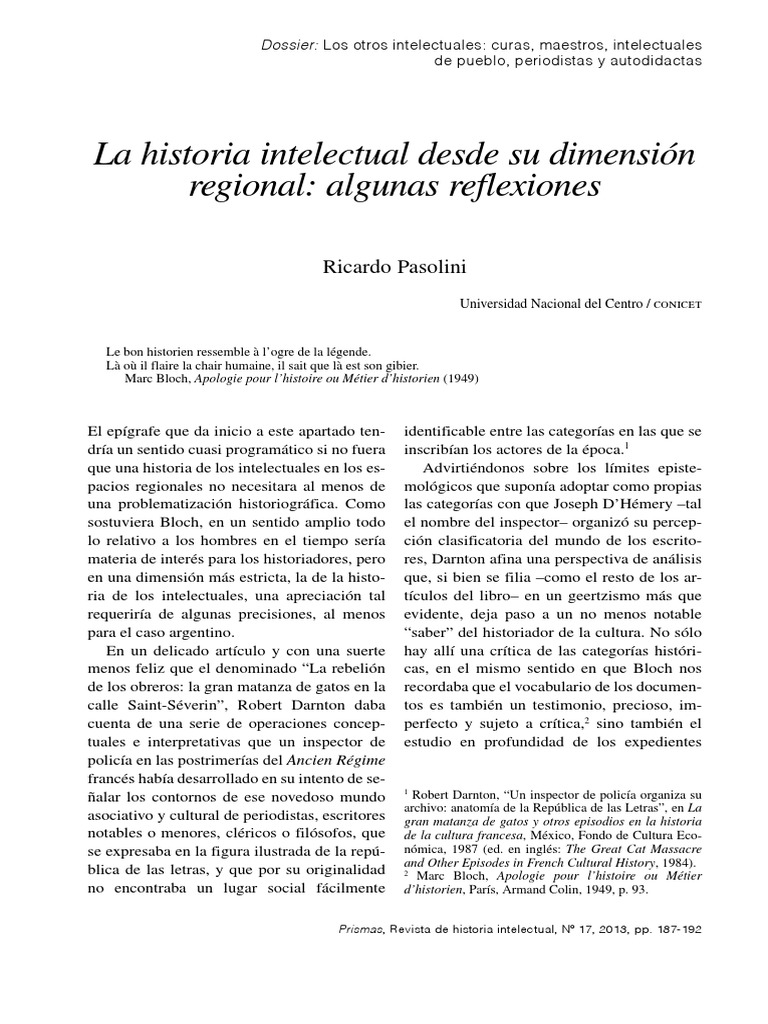 5 - La Historia Intelectual Desde Su Dimensión Regional | PDF | America ...