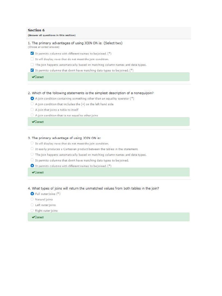 Oracle Certificate Quiz Section 6 | PDF