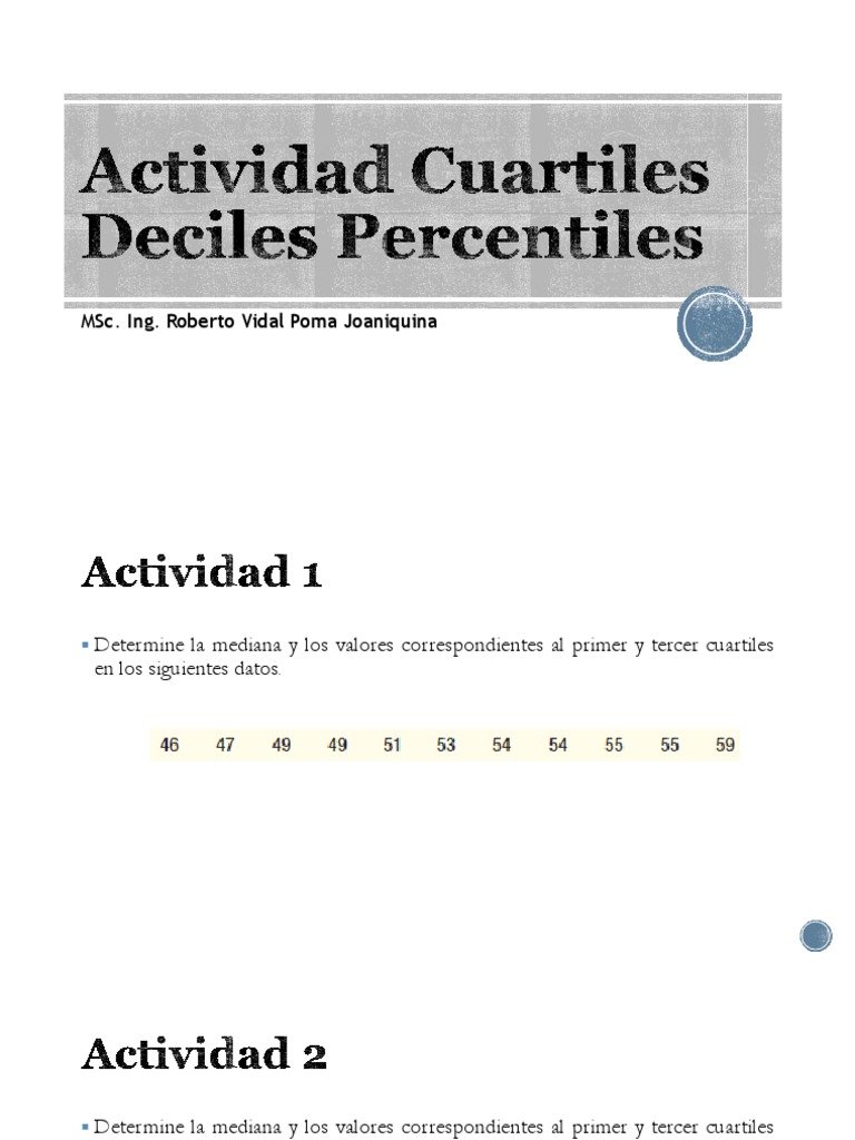 Actividad 3 - H2 - Cuartiles Deciles Percentiles | PDF