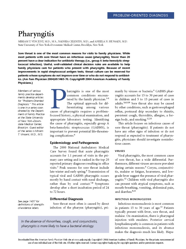 Pharyngitis | Infection | Medical
