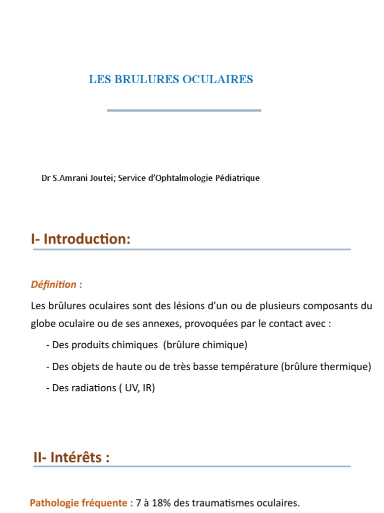 Topo Les Brulures Oculaires | PDF | Brûlure | Blanchiment (chimie)