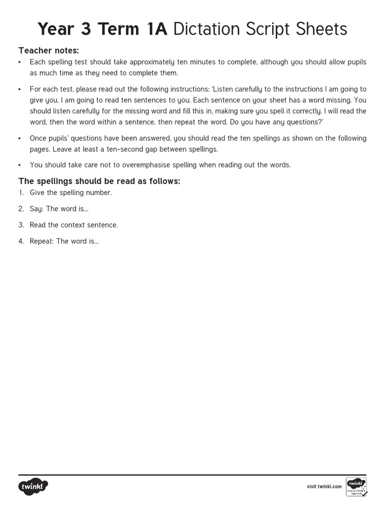 Dictation Script Sheets | PDF