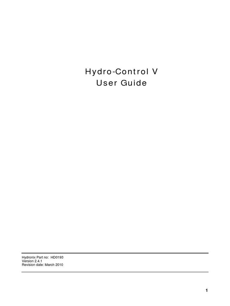 Hydro-Control V User Guide: Hydronix Part No: HD0193 Revision Date ...