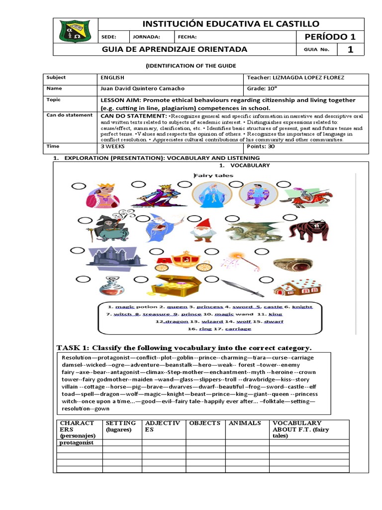 Fairy Tale Vocabulary and Activities Guide | PDF | Dwarf (Dungeons ...