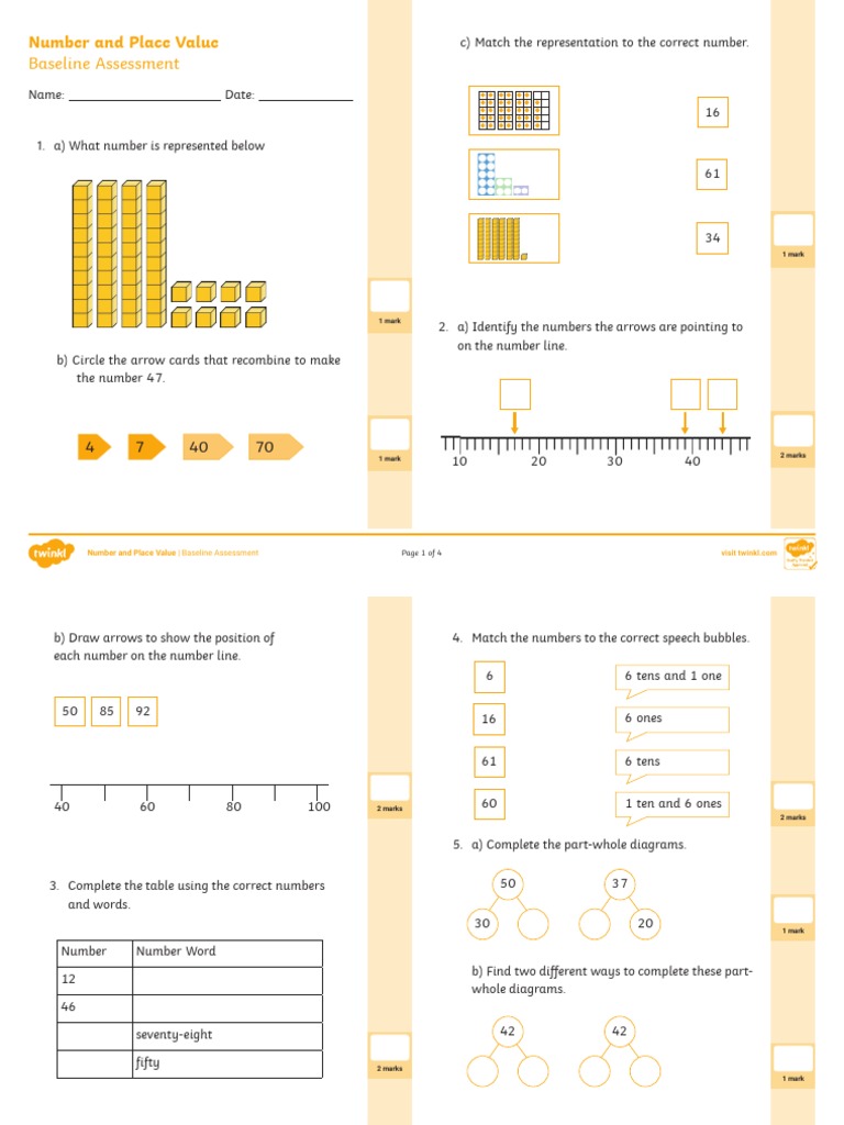 Year 3 Number and Place Value Baseline Assessment | PDF
