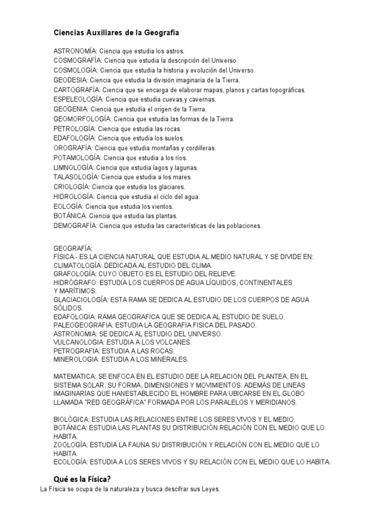 Ciencias Auxiliares de La Geografía | PDF | Matemáticas | Ecología