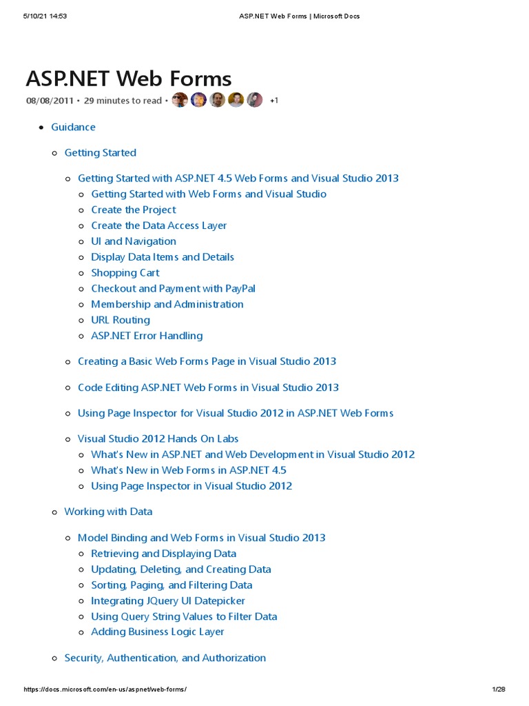 Web Forms - Microsoft Docs | PDF | Internet & Web | World Wide Web