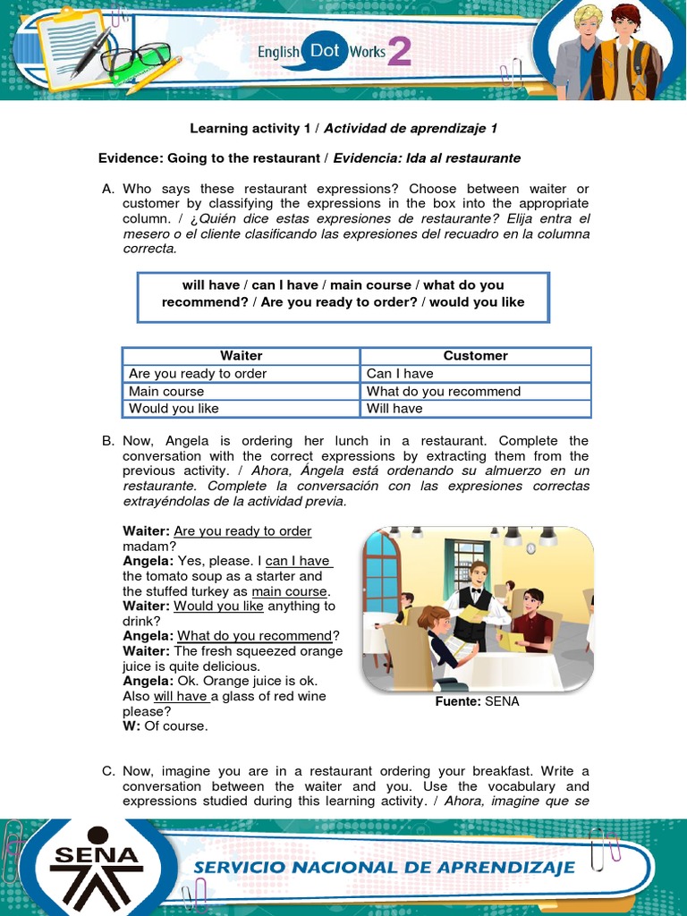 Restaurant Conversation Practice Guide | PDF | Restaurants | Nutrition