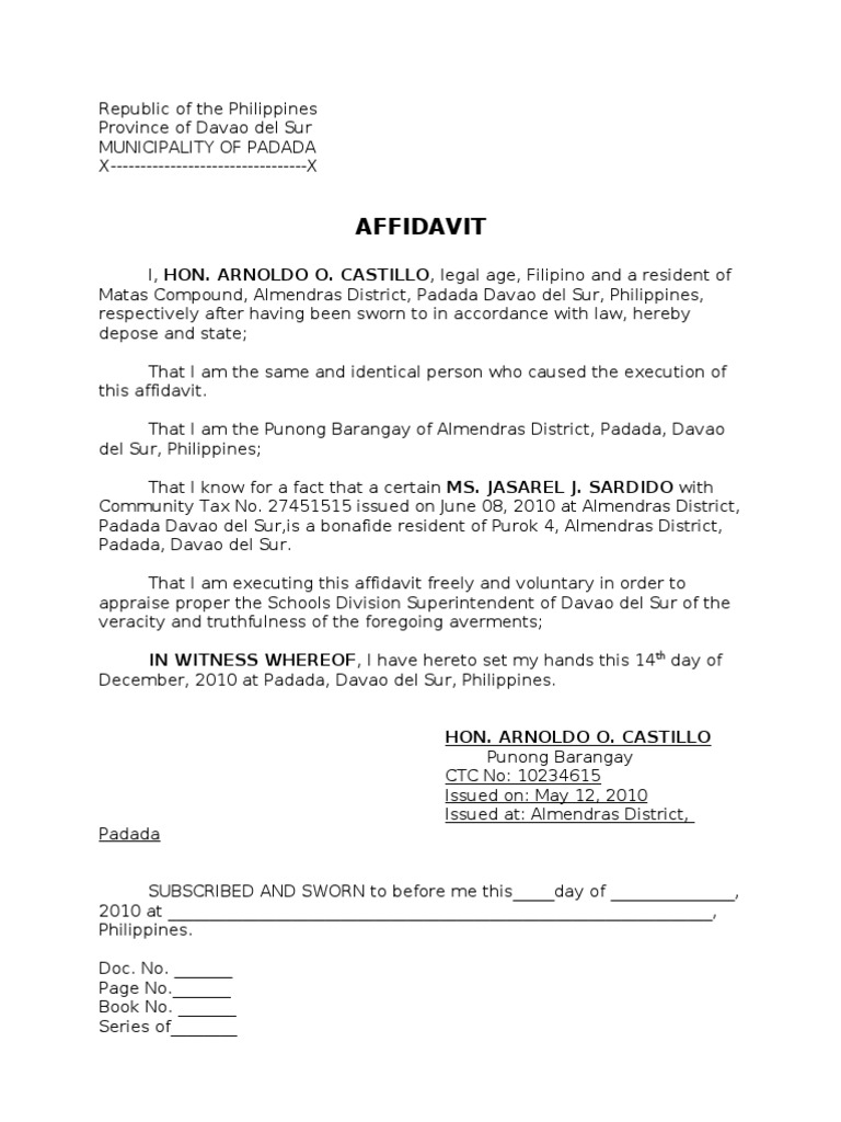 Affidavit | PDF | Affidavit | Common Law