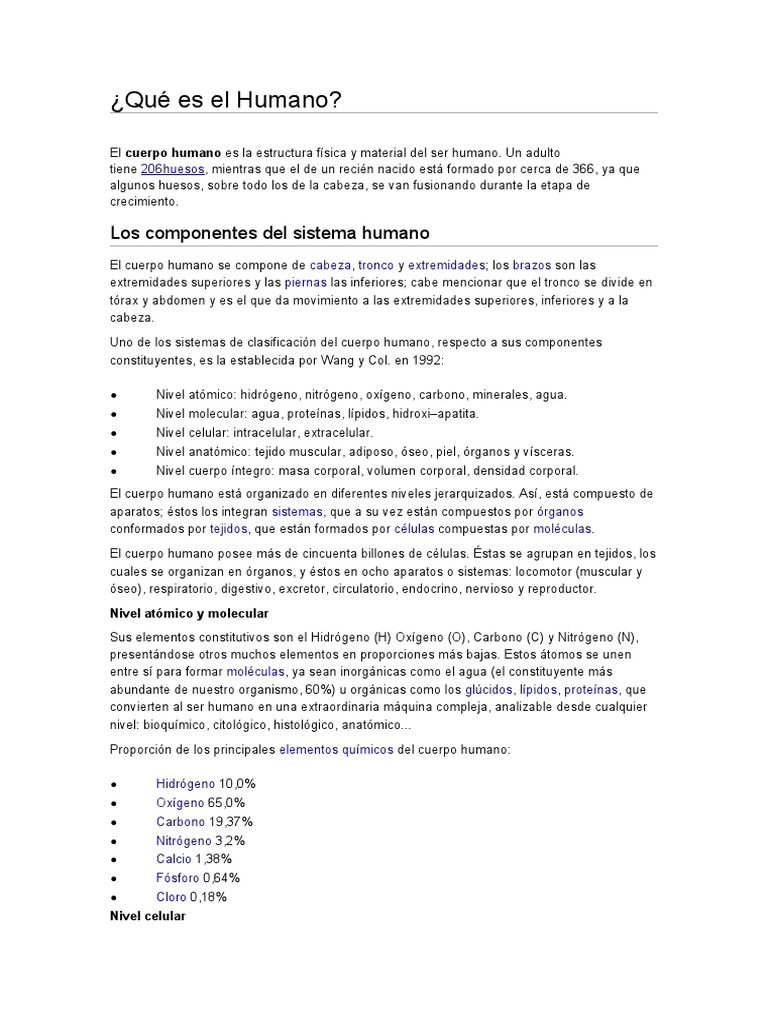 Qué Es El Humano | PDF | Cuerpo humano | Biología Celular)