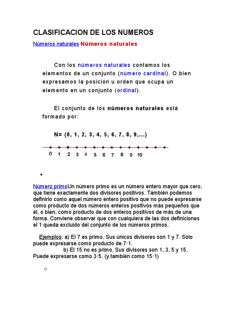 Clasificacion de Los Numeros | PDF | Números | Conceptos matemáticos