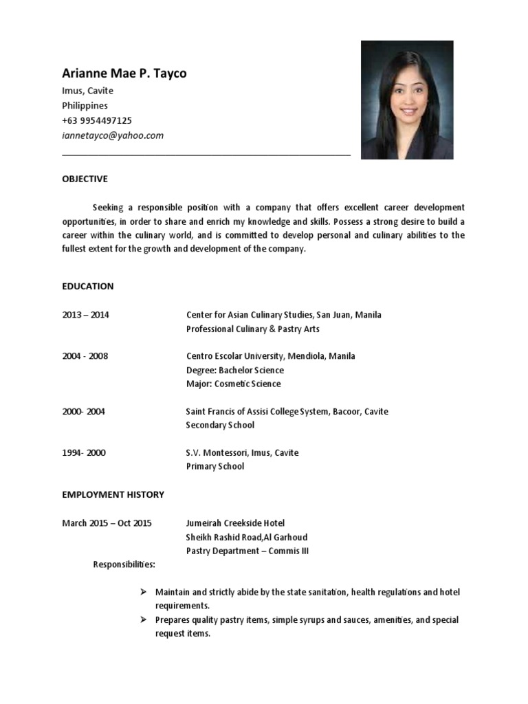 Arianne Mae P. Tayco: Imus, Cavite Philippines +63 9954497125 | PDF ...