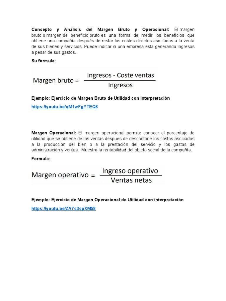 Concepto y Análisis Del Margen Bruto y Operacional | PDF | Finanzas y ...