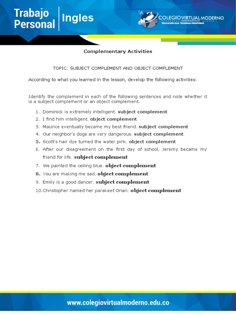 Identifying Subject and Object Complements: A Concise Guide to ...