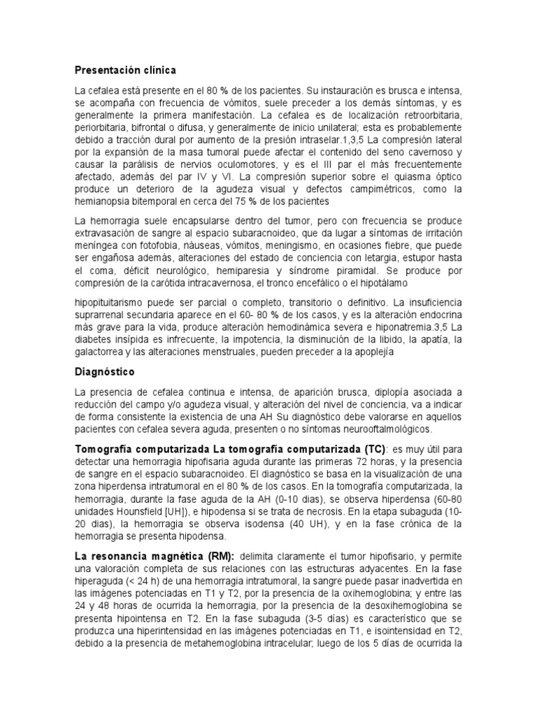 Cefalea y diagnóstico de apoplejía hipofisaria | PDF | Ct Scan ...