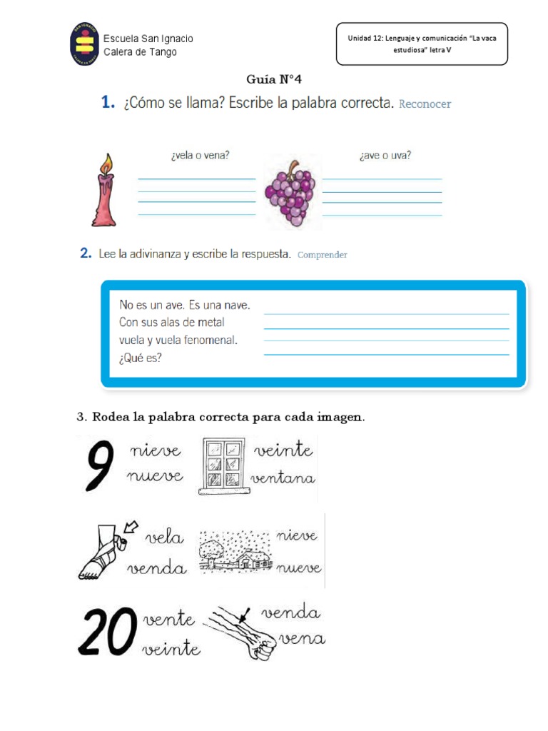 Guía para Trabajar La Letra V | PDF | Artes del Lenguaje y Comunicación