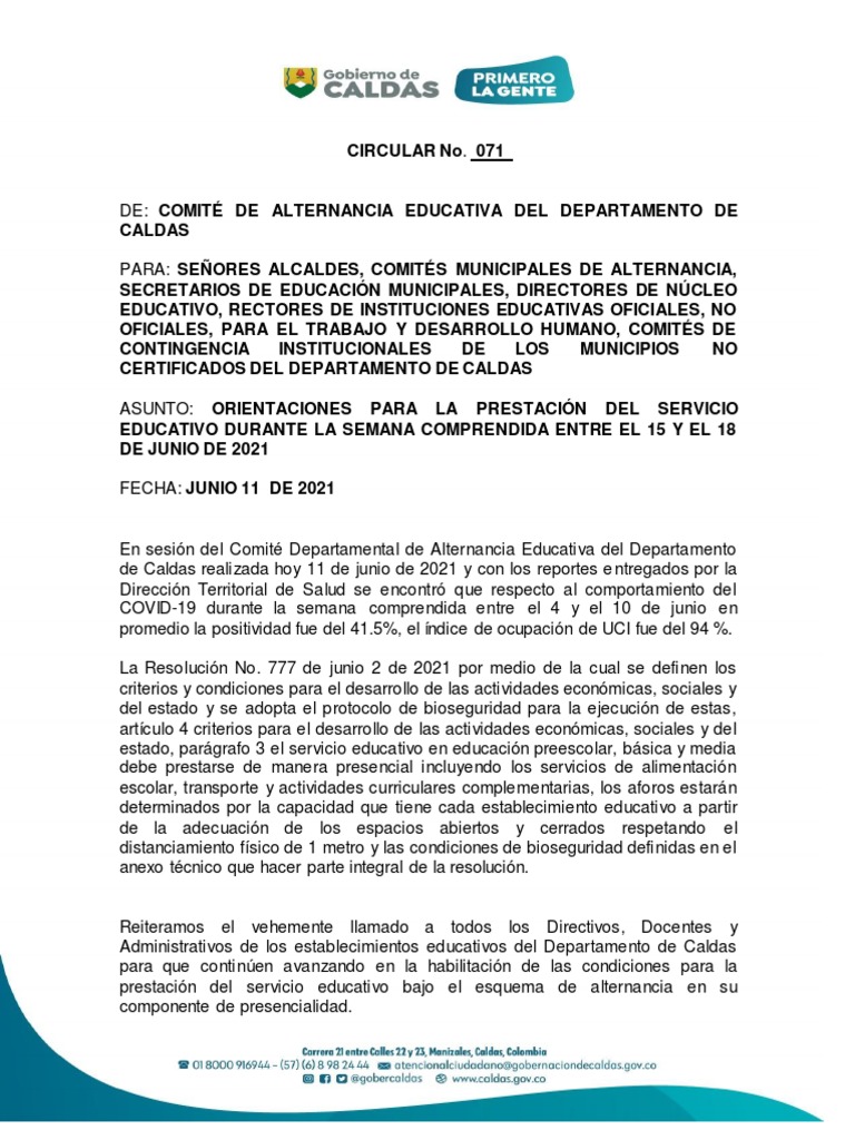 Circular 071 Junio 11 | PDF | Finanzas y dinero