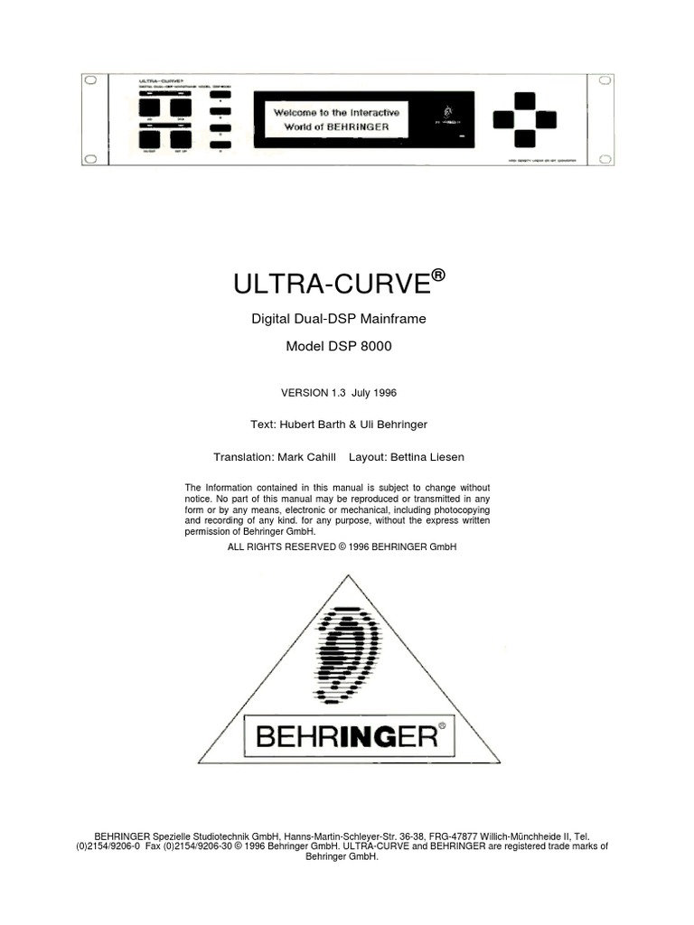 Ultra-Curve: Digital Dual-DSP Mainframe Model DSP 8000 | PDF ...