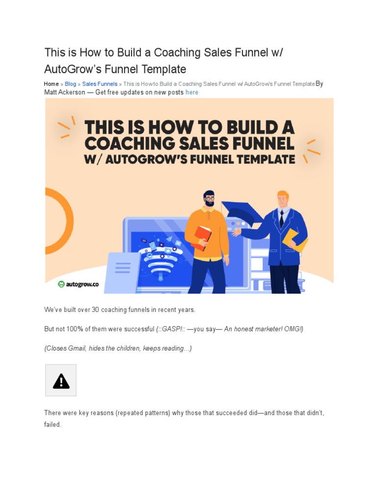 This Is How To Build A Coaching Sales Funnel W/ AutoGrow's Funnel ...