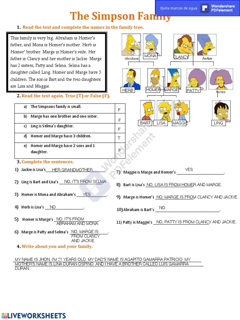 Unit 1 Lesson D Simpson Family ( | PDF | Works | Television Shows