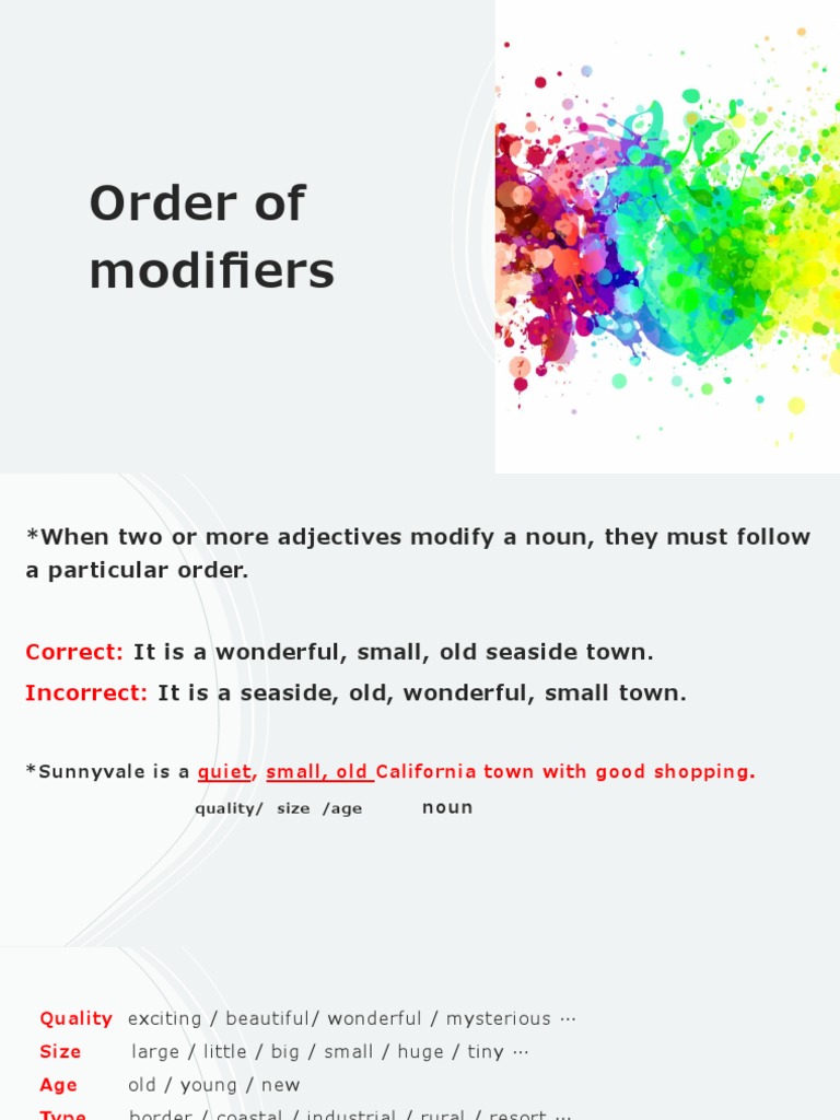 Order of Modifiers | PDF | Cognitive Science | Semantic Units