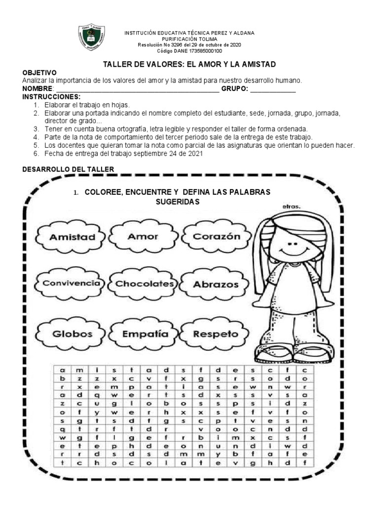 Taller El Amor Y La Amistad Pdf Amor Felicidad