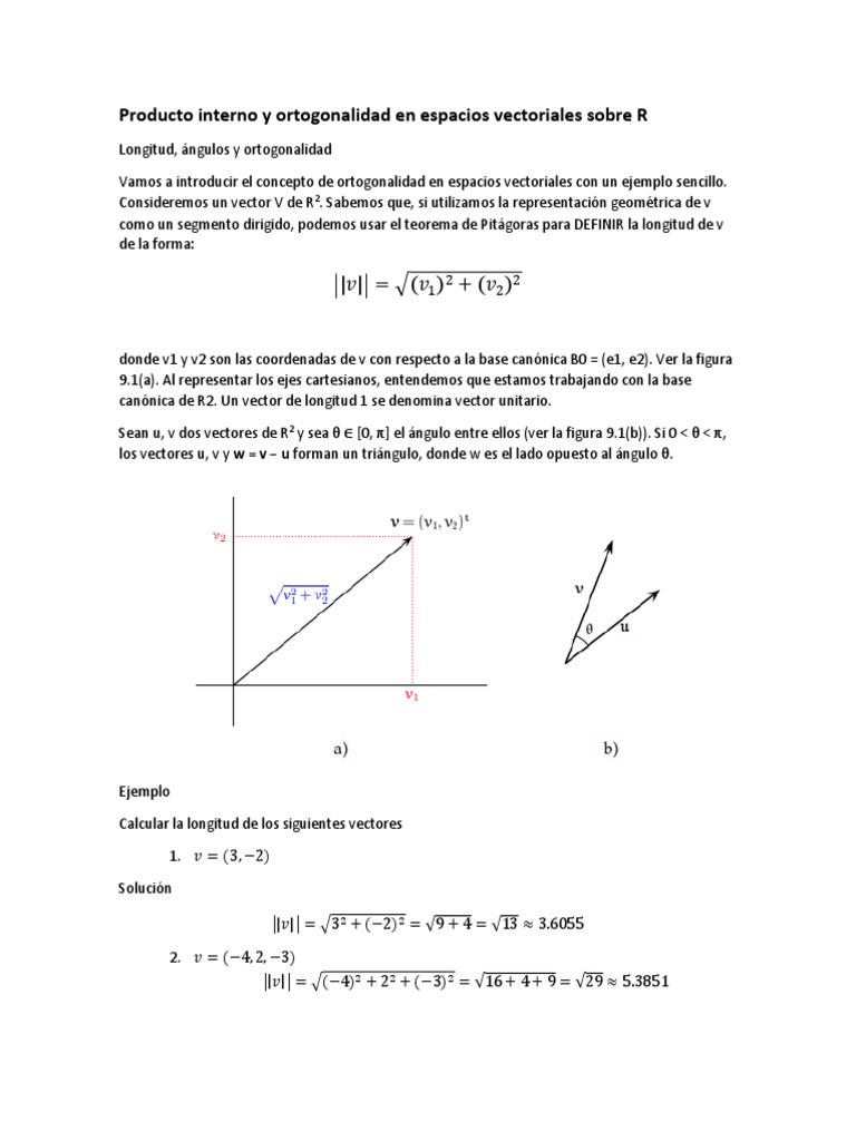 Espacios Vectoriales Con Producto Interno | PDF | Vector Euclidiano | Ortogonalidad