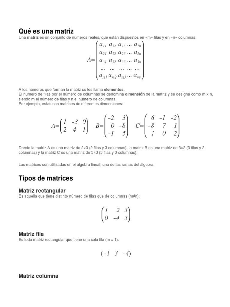 Qué Es Una Matriz | PDF | Matriz (Matemáticas) | Teoría del operador