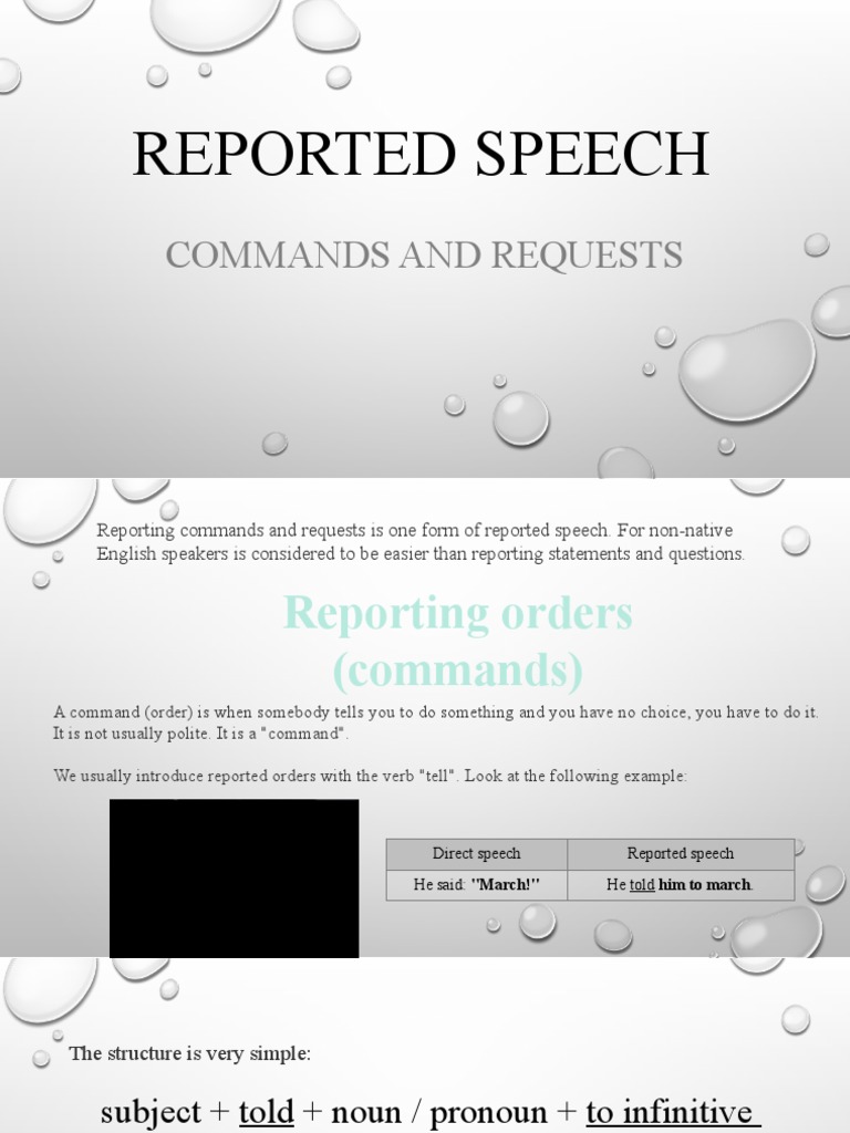 Reported Speech: Commands and Requests | PDF | Verb | Language Families