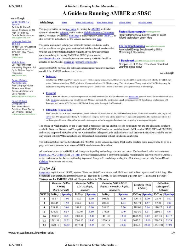A Guide To Running Amber Molecular Dynamics Simulations at San Diego ...
