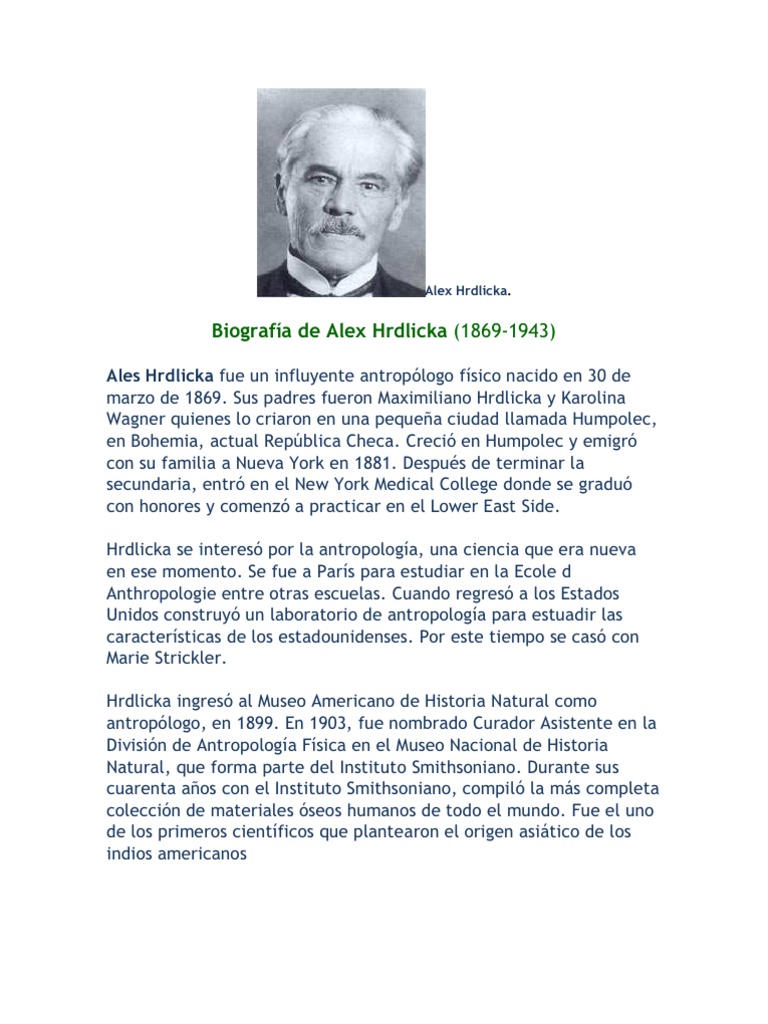 Alex Hrdlicka | PDF | Antropología | Antropologia Biologica