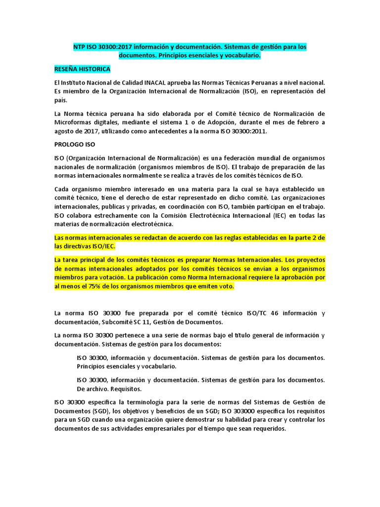 Resumen ISO 30300 | PDF | Organización internacional para la ...