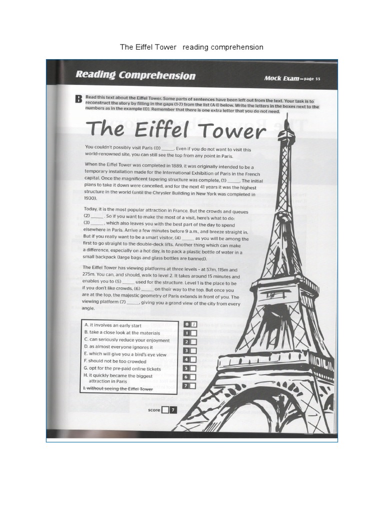 The Eiffel Tower Reading Comprehension | PDF