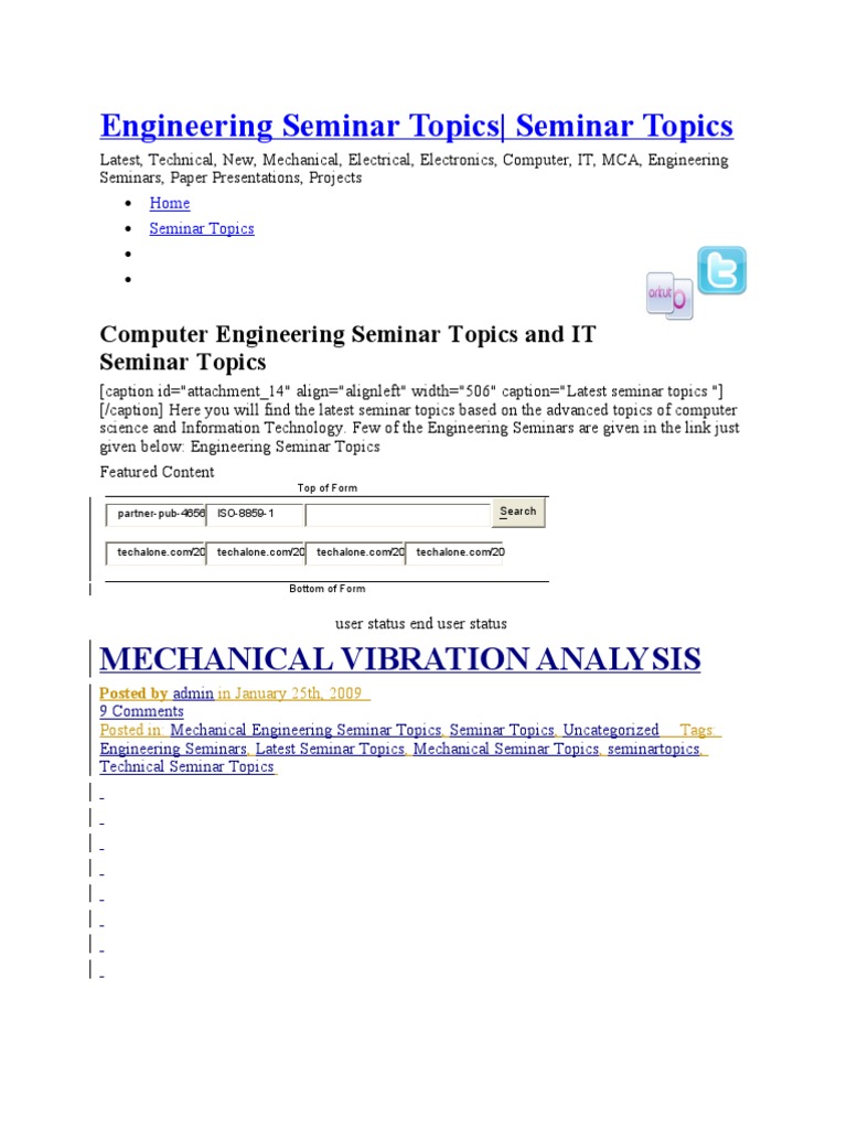 Engineering Seminar Topics | PDF | Mechanical Engineering | Engineering