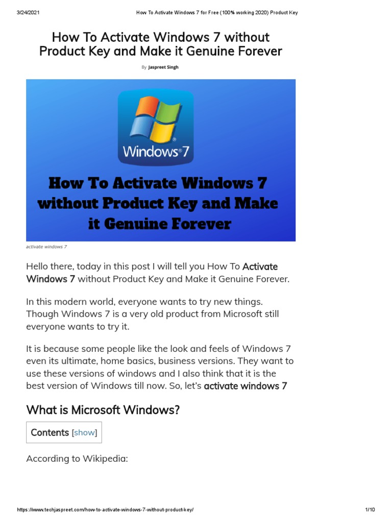 How To Activate Windows 7 For Free (100% Working 2020) Product Key ...
