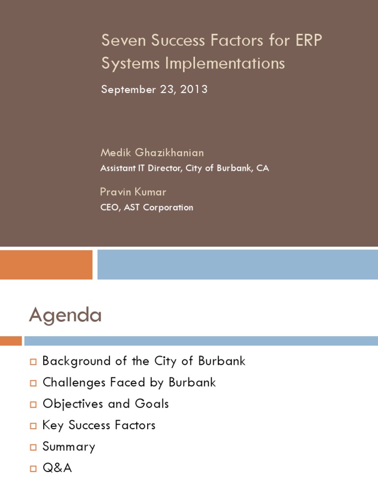 Seven Success Factors For ERP Systems Implementations: September 23, 2013 | PDF | Enterprise ...