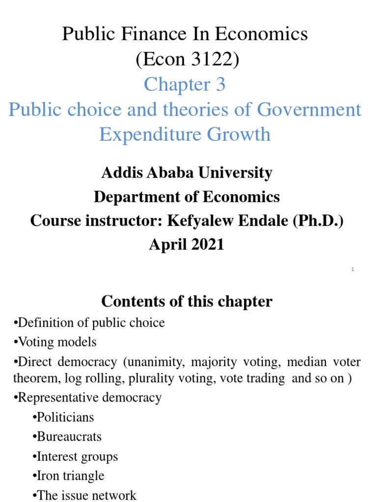 Public Finance in Economics (Econ 3122) : Public Choice and Theories of ...