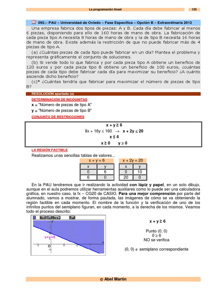 Xdoc - MX Abel Martin Una Empresa Fabrica Dos Tipos de Piezas A y B Cada | PDF | Programación ...