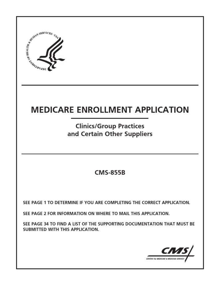 Cms 855 B | PDF | Medicare (United States) | Health Care