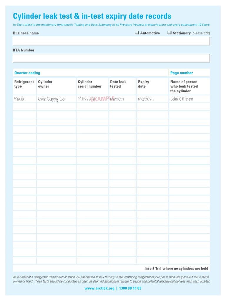 Cylinder Leak Test & Expiry Records | PDF | Technology & Engineering