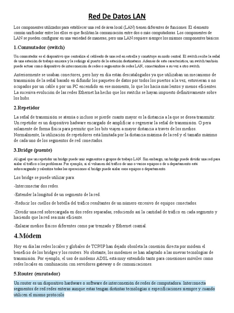 Red de Datos LAN | PDF | Enrutador (Computación) | Red de computadoras