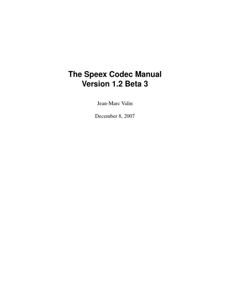 Manual For Speex 2007v2 | PDF | Computer Engineering | Computer ...