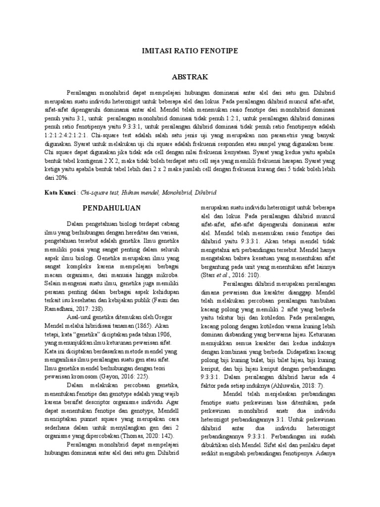 Imitasi Ratio Fenotipe | PDF