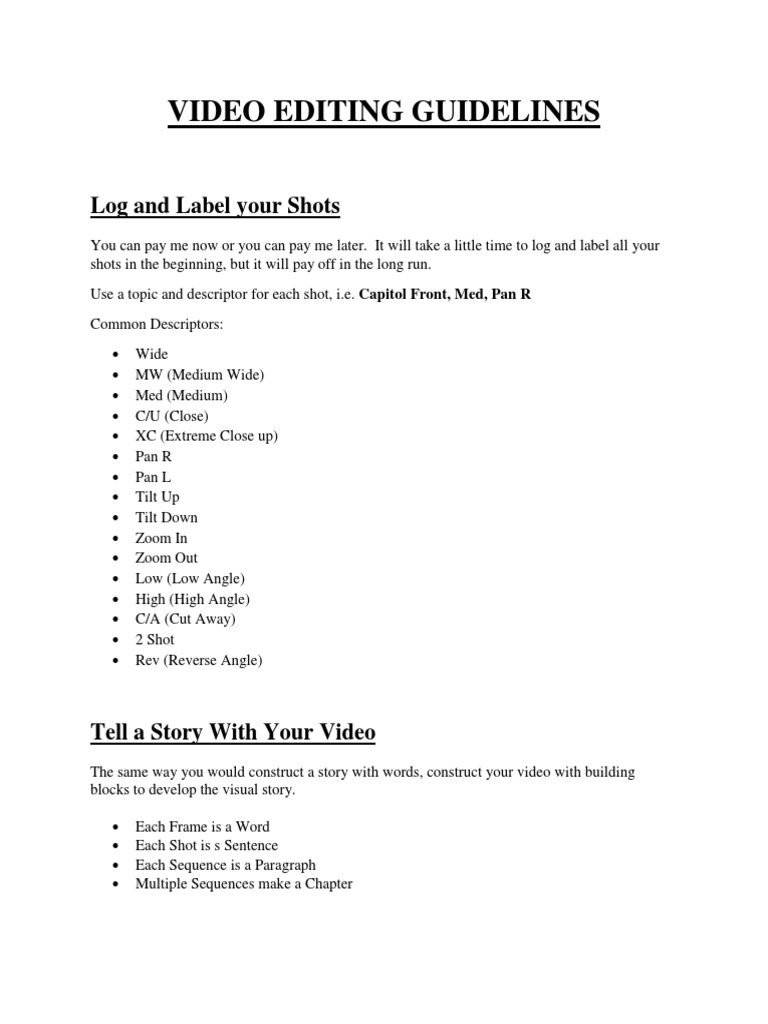 Video Editing Guidelines JeffFossett | PDF