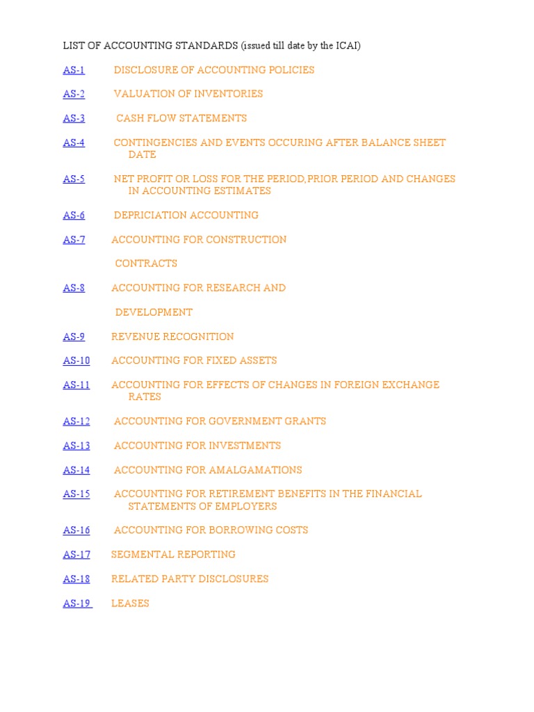 List of Accounting Standards | PDF | Debits And Credits | Service ...