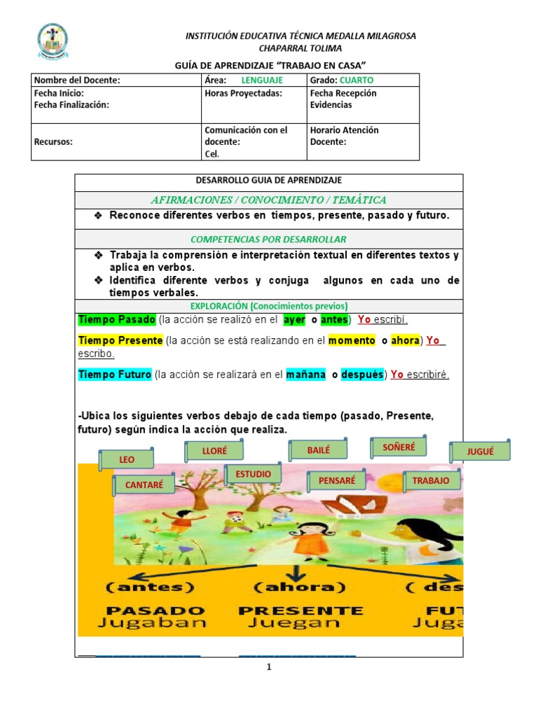 Tiempos Verbales para Cuarto Grado | PDF | Verbo | Comunicación