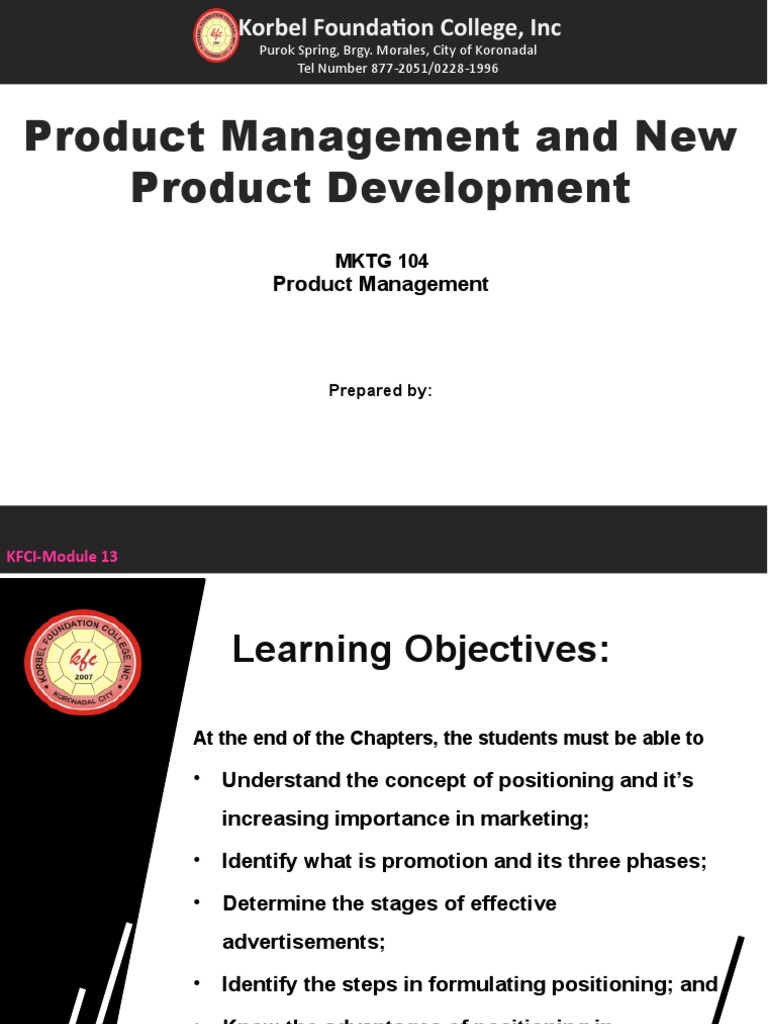 13 MKTG - 104 Product Management-Positioning | PDF | Marketing | Brand